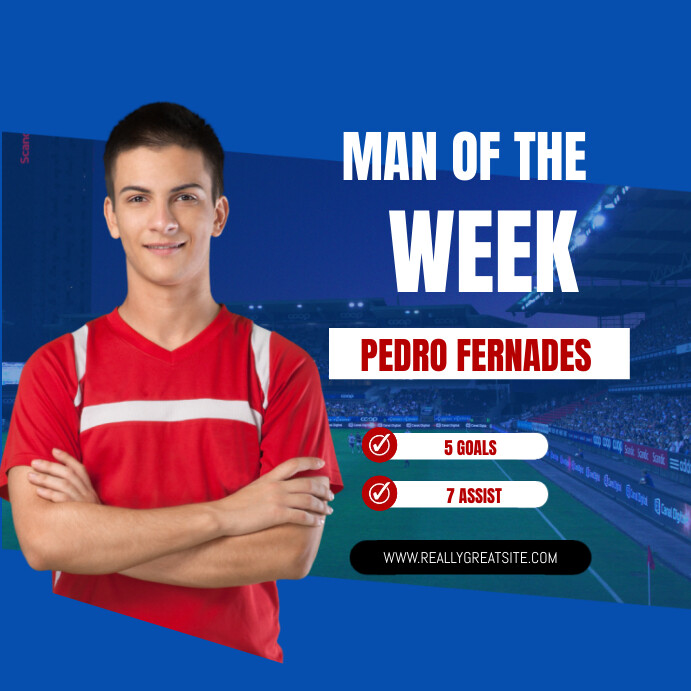 Blue Fooball Player Template Instagram Post | PosterMyWall