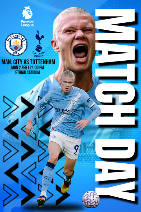 Blue Football Match Day Poster Template | PosterMyWall