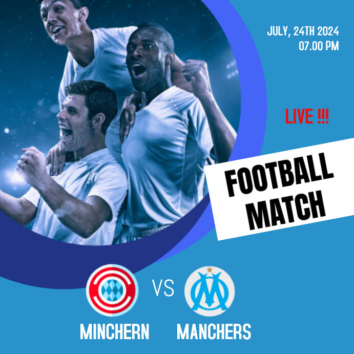 Copy of Blue Football Match Instagram Post | PosterMyWall