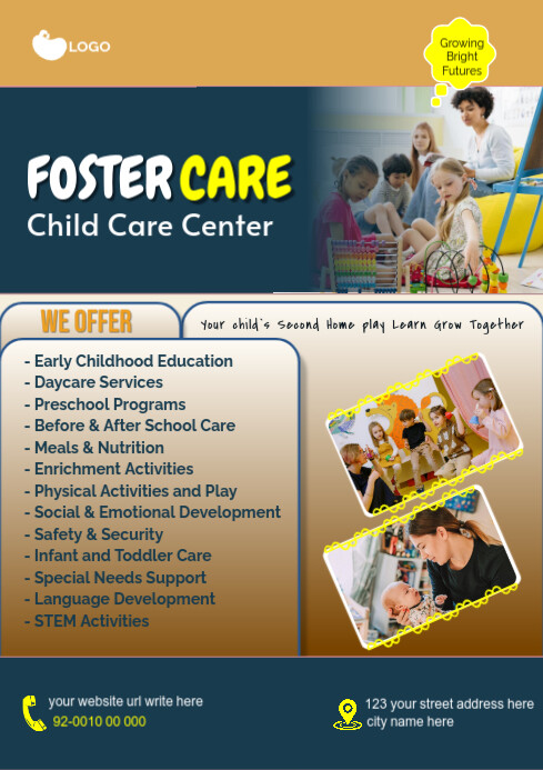 Copy of Blue Foster Care Child Care Center Poster A4 | PosterMyWall