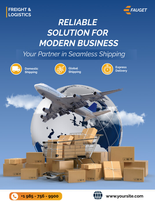 Blue Freight And Logistic Service Flyer Flyer Template | PosterMyWall