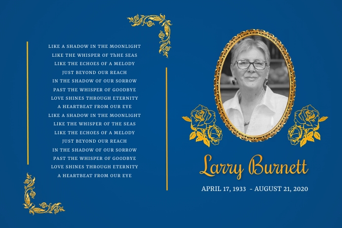 Une Modèle D'affiche de Carte Funéraire Bleue | PosterMyWall