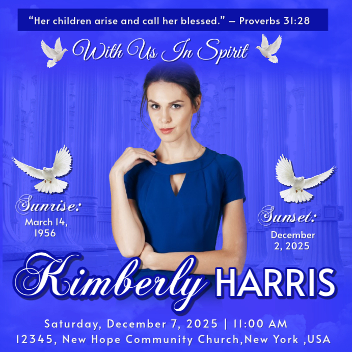 Blue funeral flyer memorial flyer Template | PosterMyWall