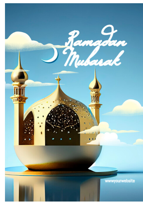 Copy of Blue Futuristic Blue White Elegant Ramadan Mubarak A5 ...