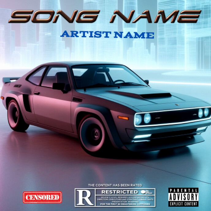 Blue Futuristic Car Album Cover Templat | PosterMyWall