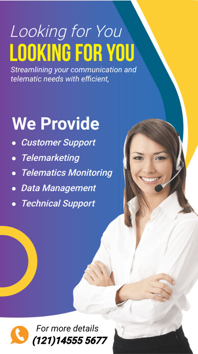 Blue Futuristic Customer Service Center Tem Template | PosterMyWall