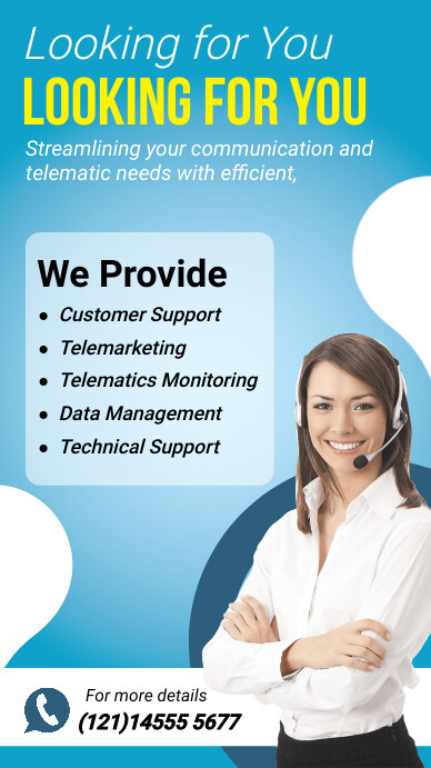 Copy of Blue Futuristic Customer Service Center Temp | PosterMyWall