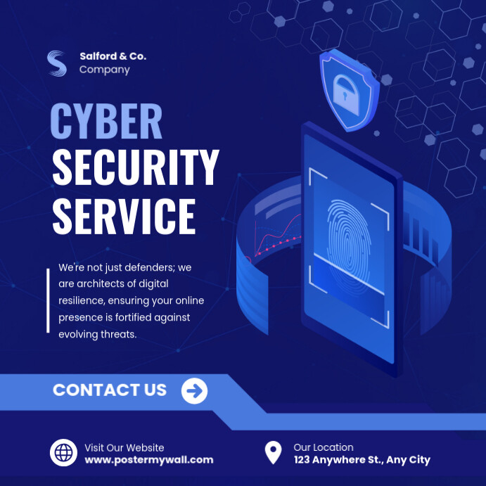 Blue Futuristic Cyber Security Service Instagram Post Template ...
