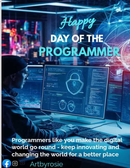 Blue Futuristic Day Of The Programmer Templat | PosterMyWall