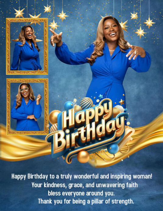 Blue Futuristic Happy Birthday Flyer (us Letter) Template | PosterMyWall