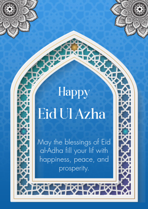 Copy of Blue Futuristic Happy Eid Mubarak A4 | PosterMyWall