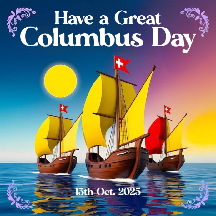Plantilla de Blue Futuristic Have A Great Columbus Day Instagram Post ...