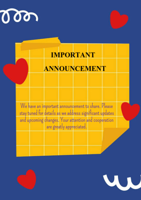 Plantilla de Blue Futuristic Important Announcement A4 | PosterMyWall