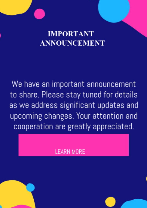 Blue Futuristic Important Announcement A4 Template | PosterMyWall