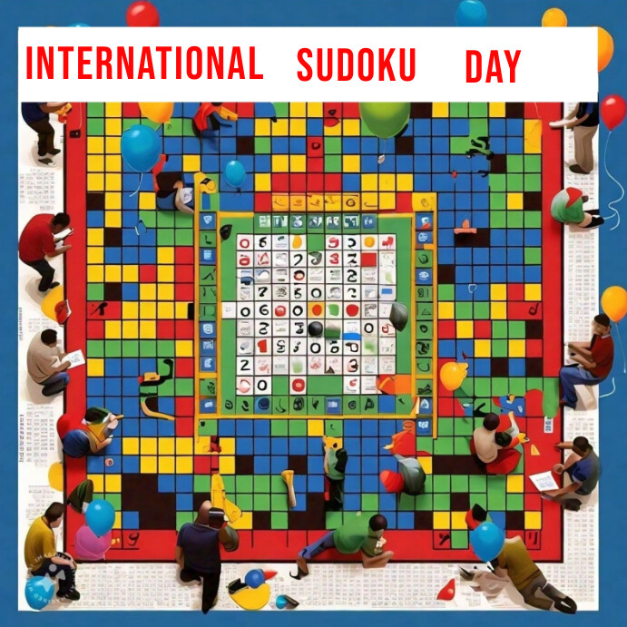 Blue Futuristic International Sudoku Day Inst Template | PosterMyWall