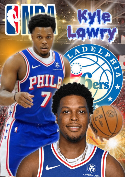 Copy of Blue Futuristic Kyle Lowry Philadelphia 76ers Nba Basketball A4 ...