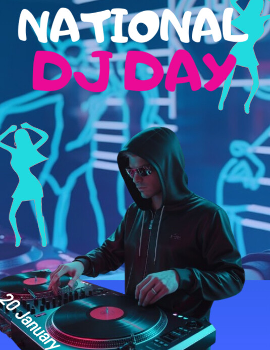 Blue Futuristic National Dj Day Flyer (us Letter) Template | PosterMyWall