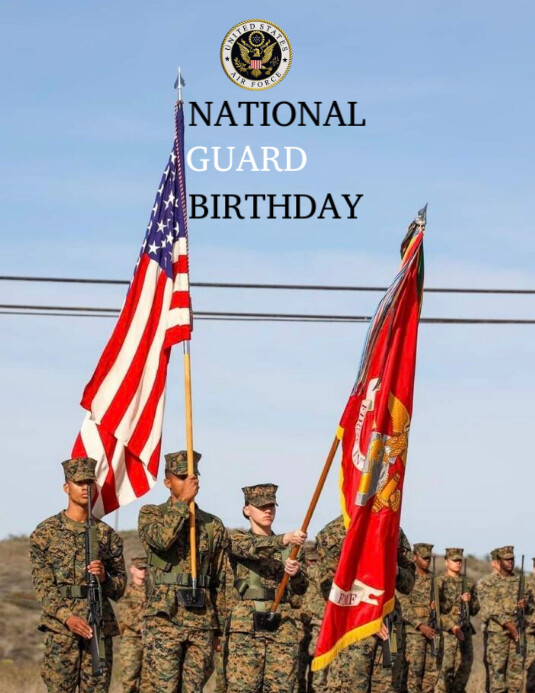 Blue Futuristic National Guard Birthday Flyer (us Letter) Template ...