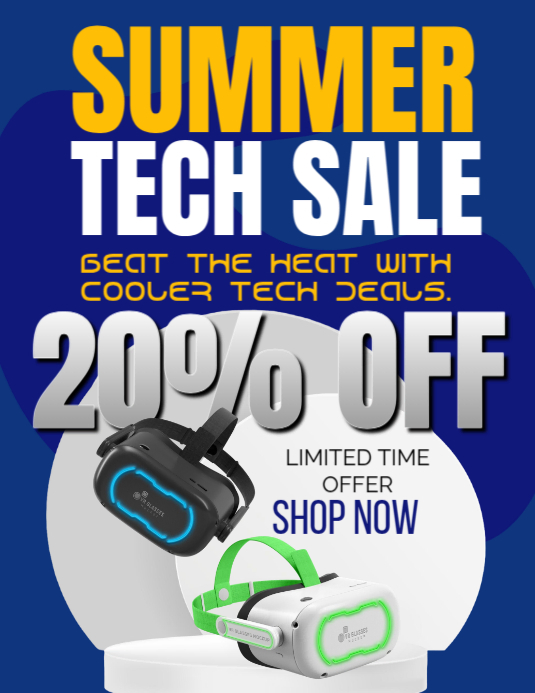 Blue Futuristic Summer Tech Sale Flyer (us Letter) Template | PosterMyWall