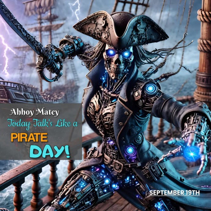Blue Futuristic Talk Like A Pirate Day Instag Modelo | PosterMyWall