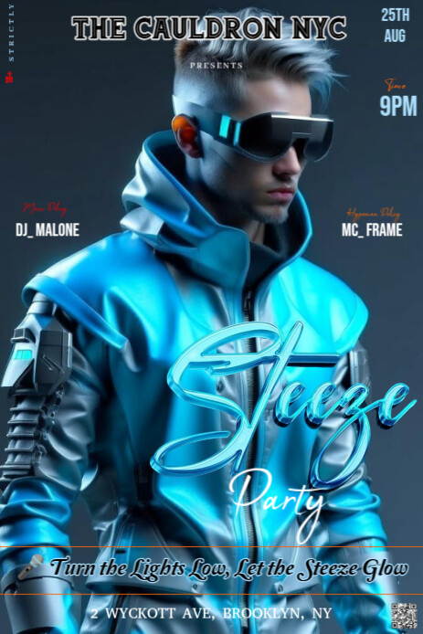 Blue Futuristic This Is A Futuristic And Cyberpunk-themed Digital Flyer ...