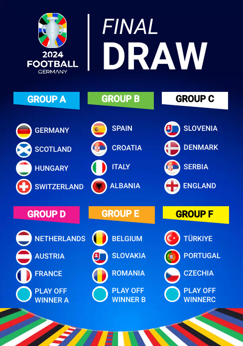 Blue Futuristic Uefa Euro Group Fixture A5 Template | PosterMyWall