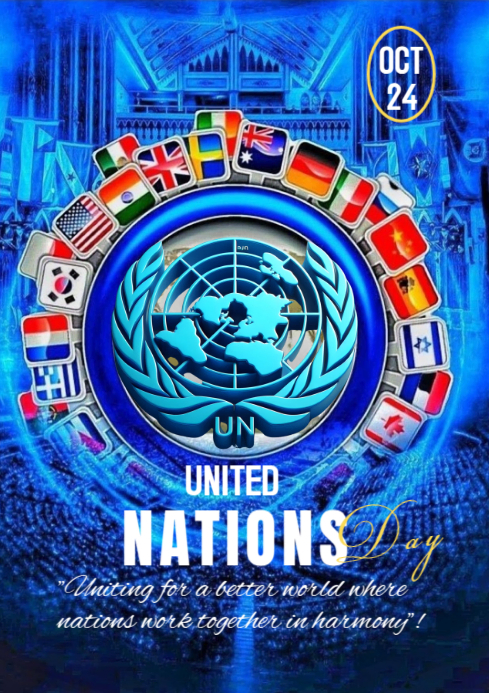 Plantilla de Blue Futuristic United Nations Day/global Unity Day ...