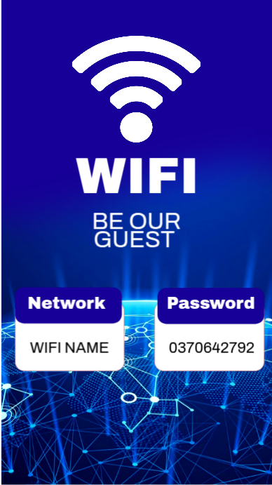 Blue Futuristic white wifi access code Instagram Story Template ...
