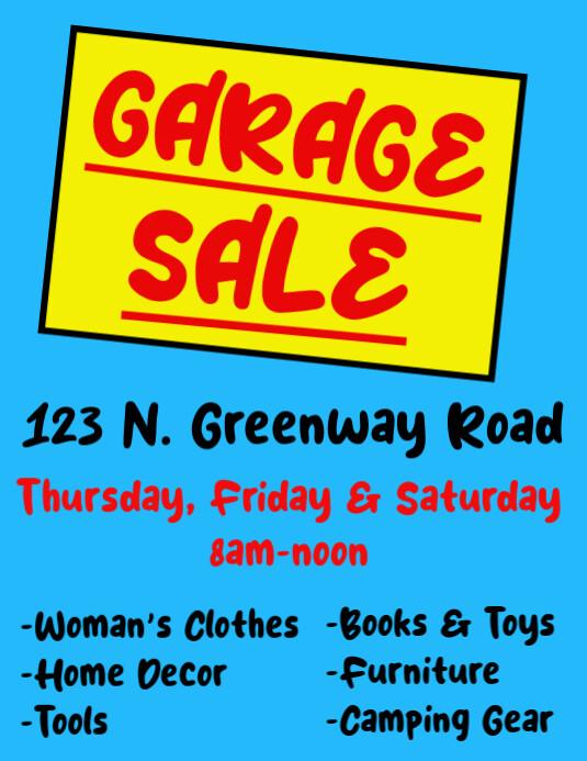 Copy of Blue Garage Sale Sign Flyer (us Letter) | PosterMyWall