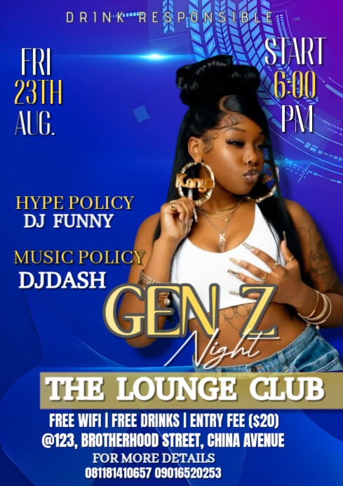 Copy of Blue Gen Z Party Design A4 | PosterMyWall