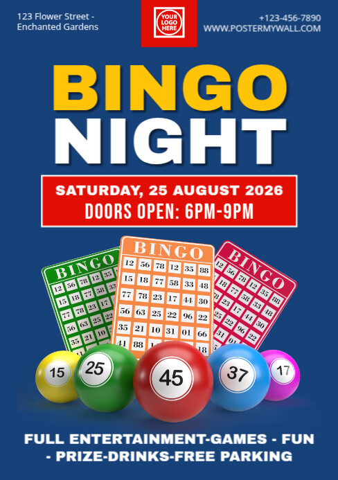 Blue Geometric Bingo Night Event Contest Invitation A5 Template ...