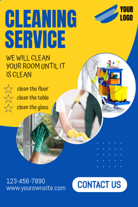 Blue Geometric Cleaning Service Ads Flyer Post Poster Template | PosterMyWall