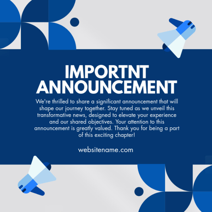 Plantilla de Blue Geometric Important Announcement Instagr | PosterMyWall
