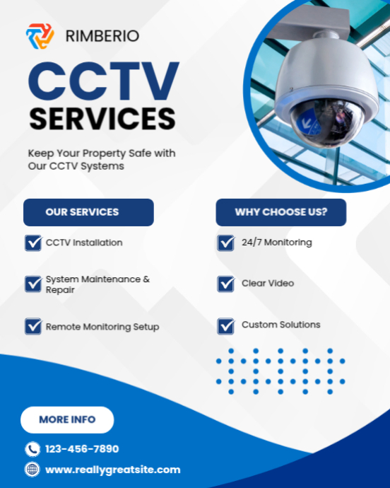 Blue Geometric Modern CCTV Services Instagram Post Template | PosterMyWall