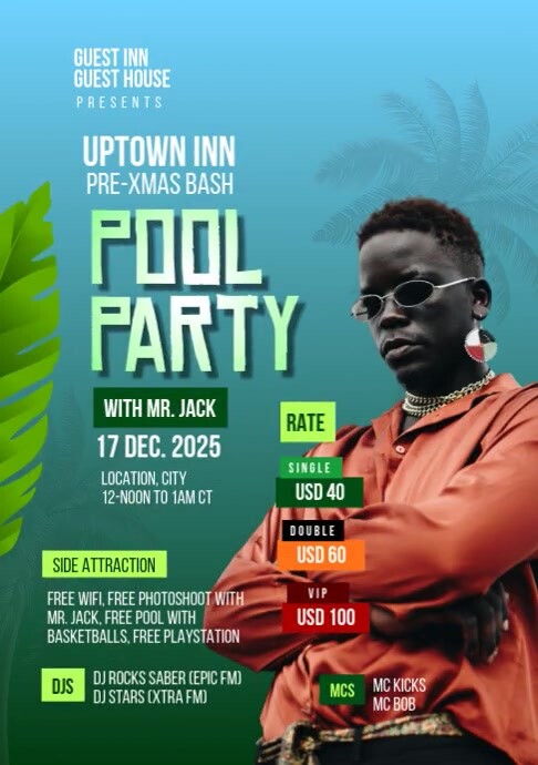 Blue Geometric Pool Party And Deejay Experience Show A3 Template ...