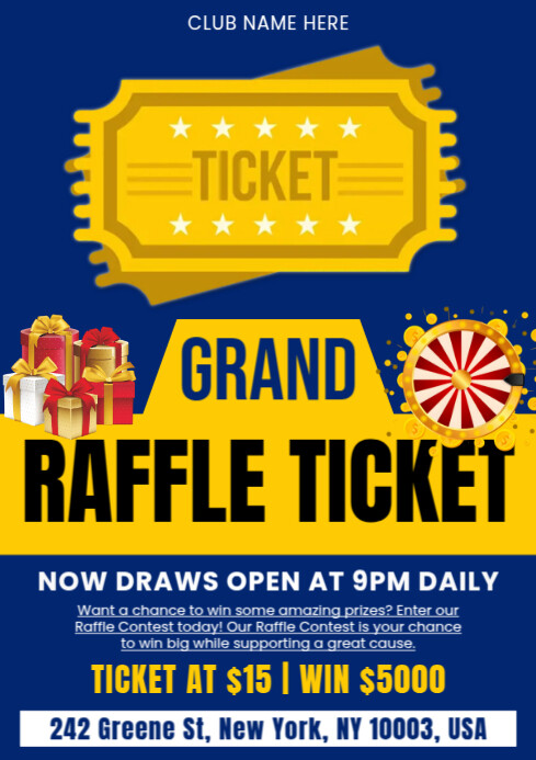 Blue Geometric Raffle Ticket Contest A4 Template | PosterMyWall