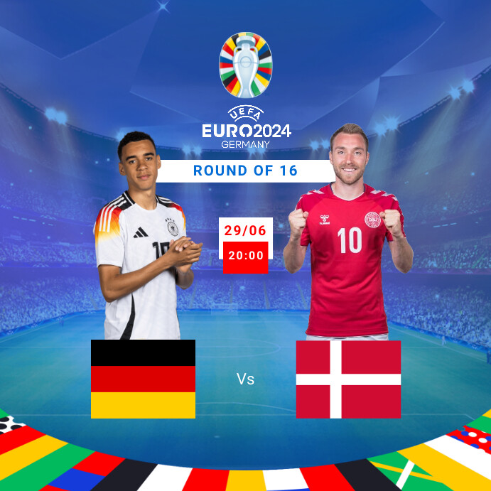 Blue Germany Vs Denmark Euro 2024 Instagram P Template | PosterMyWall
