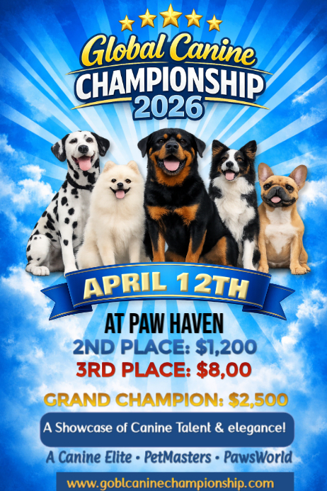Blue Global Canine Championship Event Poster Template | PosterMyWall