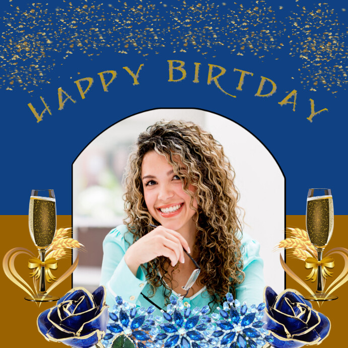 blue gold birthday template | PosterMyWall