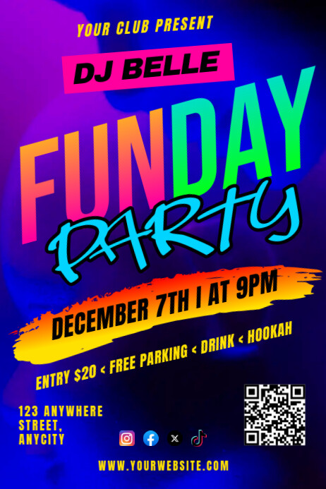Blue Gradien Funday Party Poster Template | PosterMyWall