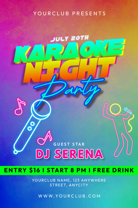 Blue Gradien Karaoke Party Poster Template | PosterMyWall