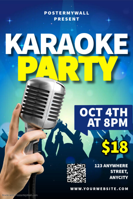 Blue Gradien Karaoke Party Poster Template | PosterMyWall