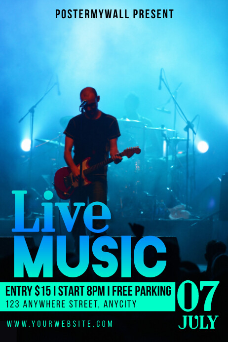 Blue Gradien Live Music Poster Template | PosterMyWall