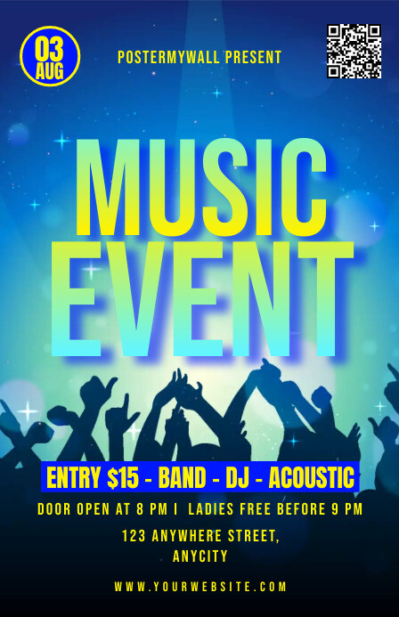 Blue Gradien Music Event Tabloid Templat | PosterMyWall