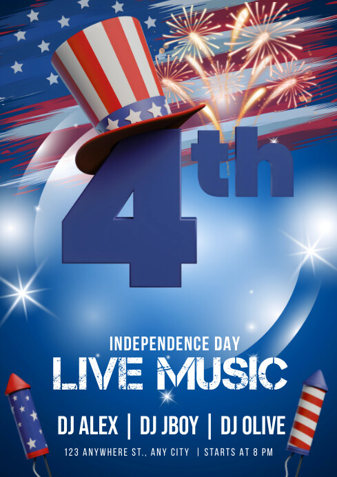 Copy of Blue Gradient 4th of july Live Music A4 | PosterMyWall