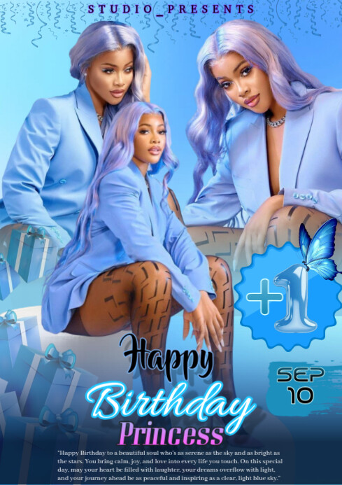 Plantilla de Blue Gradient Birthday Poster A4 | PosterMyWall