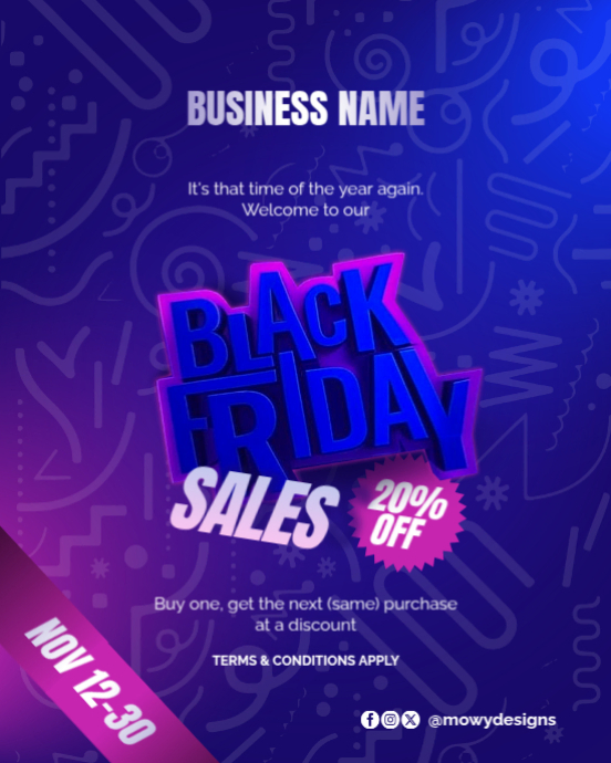 Plantilla de Blue Gradient Black Friday Sale Ad Instagram Portrait ...