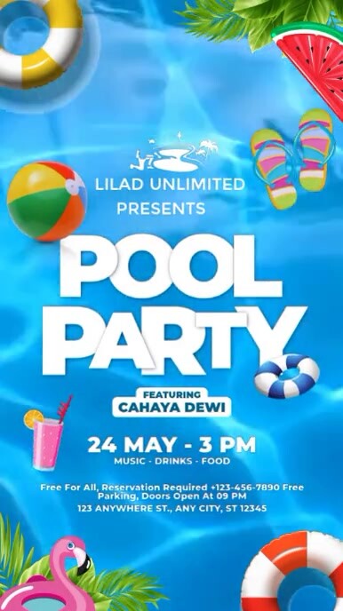 Copy of Blue Gradient Blue And White Playful Pool Party Mobile Video ...