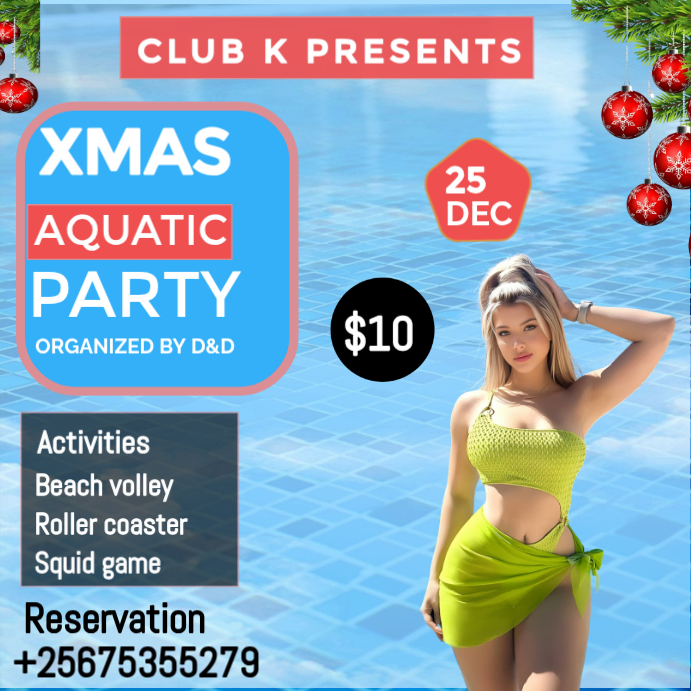 Blue Gradient Christmas Pool Party Flyer – Xmas Aquatic Party Event ...