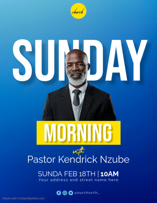 Copy of Blue Gradient Church Service Flyer (us Letter) | PosterMyWall